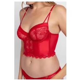 Bustier Dorina "Hasina", Damen, Gr. 75, Cup B, rot, Spitze, Obermaterial: 54% Polyamid, 37% Polyester, 9% Elasthan, unifarben, BHs Bustier, mit zarter Spitze und gl&auml;nzendem Satin, verstellbare Tr&auml;ger