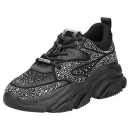 Schn&uuml;rschuh Steve Madden "Steve Madden Sneaker Lederimitat/Mesh", Damen, Gr. 39, schwarz (schwarz, silber), Lederimitat, Textil, Schuhe Schn&uuml;rschuh