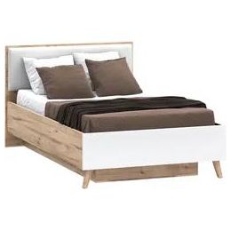 Stauraumbett Home Affaire "Vankka viel Stauraum, skandinavisches Design, Made in Europe", wei&szlig; (planked eiche, wei&szlig;, planked eiche, stoff hell grau, planked eiche), B:127,4cm H:94,2cm L:206,5cm, Betten, Stauraumbett, aufklappbarer Lattenrost, weitere Produkte zur Serie erh&auml;ltlich