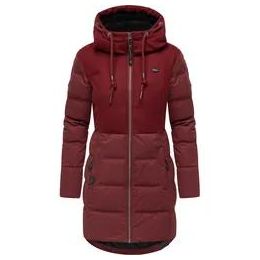 Winterjacke Ragwear "Ashani Block Intl.", Damen, Gr. L (40), rot (dunkelrot), Obermaterial 1: 100% Polyester; Obermaterial 2: 100% Polyester; Innenfutter: 100% Polyester; Wattierung: 100% Polyester; &Auml;rmelfutter: 100% Polyester, figurbetont Po-bedeckend, &Auml;rmel ohne &Auml;rmelschlitz Strickb&uuml;ndchen, Jacken Winterjacke, stylischer Winterparka mit gef&uuml;tterter Kapuze