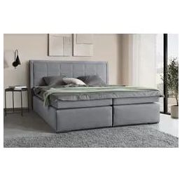 Boxspringbett Collection AB "30 Jahre Jubil&auml;ums-Modell Athena", grau (hellgrau), B:193cm L:208cm, Holzwerkstoff, Spanplatte, Komplettbetten, Boxspringbett, in H2,H3 & H4, wahlweise mit LED-Leiste
