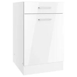 Unterschrank KOCHSTATION "KS-Milan", wei&szlig; (wei&szlig; hochglanz), B:50cm H:82cm T:60cm, MDF, Schr&auml;nke, Unterschrank, Unterschrank 50 cm, matte oder hochgl&auml;nzende Fronten