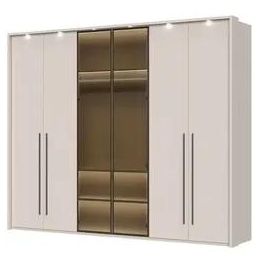 Dreht&uuml;renschrank OTTO HOME "Opera Parsol-Glast&uuml;ren, LED-Innenbeleuchtung, mit und ohne Kranz", cashmere, B:277cm H:226cm T:60cm, FSC-zertifizierter Holzwerkstoff, MDF, Schr&auml;nke, Dreht&uuml;renschrank, Glast&uuml;ren, UV-Lack, LED-Innenbeleuchtung, Soft-Close-Funktion, Topseller