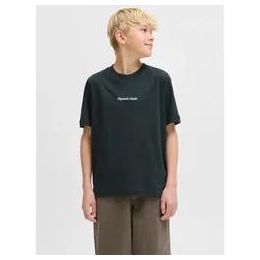 Jack & Jones T-Shirt JACK & JONES JUNIOR "JORNORREBRO EMB TEE SS CN NOOS JNR", Jungen, Gr. 164, schwarz (forest river), Single Jersey, Obermaterial: 100% Baumwolle, bedruckt, relaxed fit normal, Rundhals, Shirts T-Shirt, Baumwolle, relaxed fit, Kurzarm