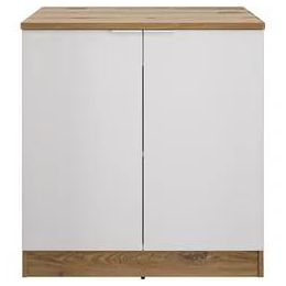 Unterschrank GAMI "Unterschrank 2 T&ucirc;ren B.80 cm", wei&szlig; (eiche helvezia nachbildung, wei&szlig;), B:80cm H:86cm T:60cm, Schr&auml;nke, Unterschrank, Unterschrank 2 T&ucirc;ren B.80 cm
