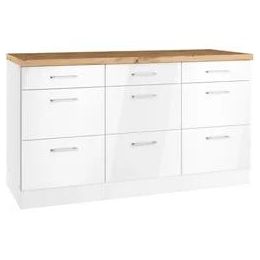 Unterschrank KOCHSTATION "KS-Milan", wei&szlig; (wei&szlig; hochglanz), B:150cm H:86cm T:60cm, MDF, Schr&auml;nke, Unterschrank, Auszugschrank 150 cm, matte oder hochgl&auml;nzende Fronten