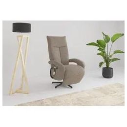 Sit & More TV-Sessel SIT & MORE "Zoe, inkl. Kopfteilverstellung & 360 Drehfunktion", braun (cappuccino), B:74cm H:112cm T:82cm, 100% Polyester, Sessel, wahlweise mit 2 Motoren, Akku & Aufstehhilfe