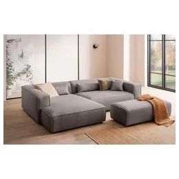 Ecksofa "PIARA XXL, L-Form, Schlaffunktion, Cord, Leinenoptik o. Strukturstoff", taupe, B:288cm H:66cm T:198cm, 100% Polyester, LeGer Home by Lena Gercke, Sofas, Ecksofa, Hocker stellbar zum Schlafsofa (Krokodilverbinder), tiefe Sitzfl&auml;che