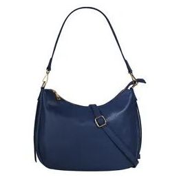 Umh&auml;ngetasche CLUTY, Damen, Gr. B/H/T: 31cm x 24cm x 7cm onesize, blau, Leder, leicht gl&auml;nzend, unifarben, Taschen Umh&auml;ngetasche, echt Leder, Made in Italy