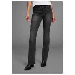 Bootcut-Jeans Arizona "Shaping", Damen, Gr. 40, N-Gr, grau (dunkelgrau us), Jeans, Obermaterial: 79% Baumwolle, 19% Polyester, 2% Elasthan, Basic, bootcut fit lang, Jeans, elastische Passform, Bootcut-Beinform, Used-Waschung, hohe Taille, Topseller