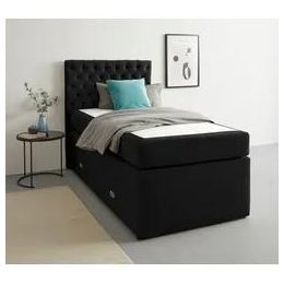 Bett Home Affaire "Boxbett Alvi mit Schubladen, Taschen-Federkernmatratze", schwarz, B:112cm H:133cm L:224cm, 100% Polyester, Betten, Bett, wahlweise H&auml;rtegrad der Matratze H2/H3/H4
