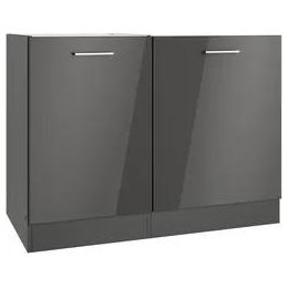 Sp&uuml;lenschrank KOCHSTATION "KS-Milan", grau (grau hochglanz), B:110cm H:82cm T:60cm, MDF, Schr&auml;nke, Sp&uuml;lenschrank, Sp&uuml;lzentrum 110 cm, matte oder hochgl&auml;nzende Fronten