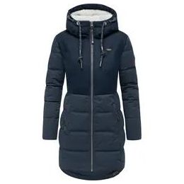 Winterjacke Ragwear "Ashani Block Intl.", Damen, Gr. XXL (44), blau (navy), Obermaterial 1: 100% Polyester. Obermaterial 2: 100% Polyester. Innenfutter: 100% Polyester. Wattierung: 100% Polyester. &Auml;rmelfutter: 100% Polyester, figurbetont Po-bedeckend, &Auml;rmel ohne &Auml;rmelschlitz Strickb&uuml;ndchen, Jacken Winterjacke, stylischer Winterparka mit gef&uuml;tterter Kapuze
