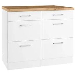 Unterschrank KOCHSTATION "KS-Milan", wei&szlig;, B:100cm H:86cm T:60cm, Holzwerkstoff, Schr&auml;nke, Unterschrank, Auszugschrank 100 cm, matte oder hochgl&auml;nzende Fronten