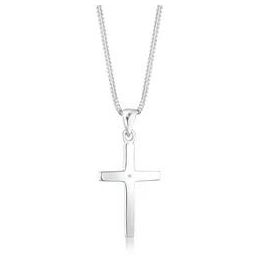 Collierkettchen Elli DIAMONDS "Kreuz Glaube Diamant (0.005 ct) Basic 925 Silber", silber, Halsketten, Damen, 45, 0,01 mit Diamanten, Silber 925 (Sterlingsilber), L: 45