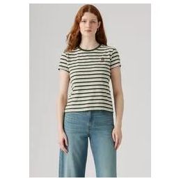Levi's T-Shirt LEVI'S "PERFECT TEE", Damen, Gr. XS (34), gr&uuml;n stripe mountai, Single Jersey, Obermaterial: 100% Baumwolle, gestreift, figurbetont normal, Rundhals, Shirts T-Shirt, mit kleiner Logo-Stickerei