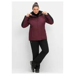 Outdoorjacke sheego, Damen, Gr. 54, rot (bordeaux, schwarz), 94% Polyester, 6% Elasthan, Wattierung:100% Polyester, gemustert, mehrfarbig, Jacken Outdoorjacke