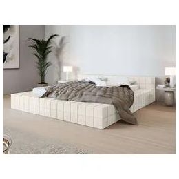 Bett Home Affaire "VENDY wahlweise mit Matratze und Topper, in 3 Breiten erh&auml;ltlich", beige (creme), B:222cm H:62cm L:222cm, 100% Polyester, Betten, Bett, Bettgestell mit Kopfteil und Bettkasten, mit/ohne Matratze (BFK/TFK)