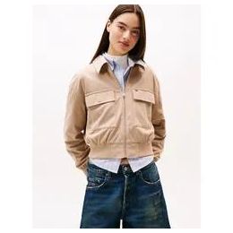 Tommy Hilfiger Blouson TOMMY JEANS "TJW CORD COACH JACKET IM", Damen, Gr. XL (42), malted milk, Web, Obermaterial: 100% Polyester, unifarben, Rippb&uuml;ndchen, Jacken Blouson