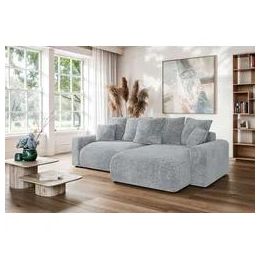 Ecksofa Home Affaire "LAKESIDE klein mit Bettfunktion und Bettkasten, B/T/H 235/142/84 cm", grau (hellgrau), B:235cm H:84cm T:142cm, 100% Polyester, Sofas, Ecksofa, L-Form, Recamiere beidseitig montierbar, mit Wellenunterfederung
