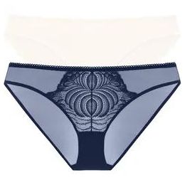 Slip Dorina "Lincoln 2PP Brief", Damen, Gr. S, blau, ivory, Obermaterial: 84% Polyamid, 10% Elasthan, 6% sonstige Fasern, k&ouml;rpernah, Unterhosen Slip, elastisch, Spitze, Mesh, feminin