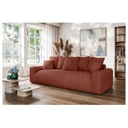 Big-Sofa Home Affaire "LAKESIDE klein 3-Sitzer Schlafsofa mit Bettkasten, Breite 238 cm", ziegelrot, B:238cm H:85cm T:98cm, 83% Polyester, 17% Nylon, Sofas, Big-Sofa, Liegefl&auml;che 149x195 cm, hoher Sitzkomfort, Ma&szlig;e B/T/H: 238/98/85cm