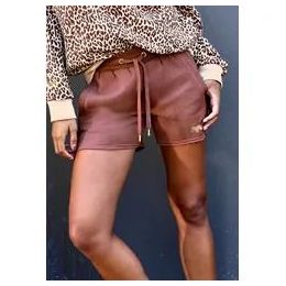 Shorts Buffalo, Damen, Gr. 44/46, N-Gr, braun, Sweatware, Obermaterial: 60% Baumwolle, 40% Polyester, unifarben, bequem kurz, Hosen Shorts, mit aufwendiger Logostickerei