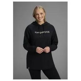 Kapuzensweatshirt Kangaroos, Damen, Gr. 52/54, schwarz, Interlock, Obermaterial: 53% Polyester, 42% Viskose, 5% Elasthan, unifarben, l&auml;ssig geschnitten h&uuml;ftbedeckend, angesetztes B&uuml;ndchen, Sweatshirts, aus weichem Scuba mit glatter Innenseite