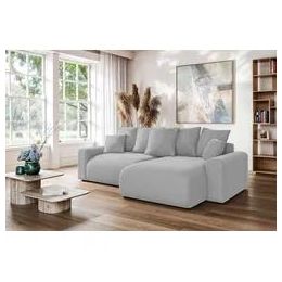 Ecksofa Home Affaire "LAKESIDE klein mit Bettfunktion und Bettkasten, B/T/H 235/142/84 cm", grau (hellgrau), B:235cm H:84cm T:142cm, 100% Polyester, Sofas, Ecksofa, L-Form, Recamiere beidseitig montierbar, mit Wellenunterfederung
