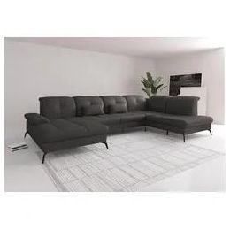 Sit & More Wohnlandschaft SIT & MORE "Amica, U-Form, inkl. Sitztiefenverstellung und Armteilverstellung", grau (anthrazit), B:357cm H:90cm T:231cm, Sofas, Wohnlandschaft, wahlweise mit Kopfteilverstellung, Bettfunktion und Bettkasten