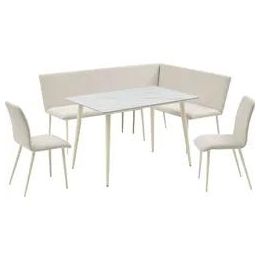 Eckbank OTTO HOME "Cassy", creamfarben, B:182cm H:86cm T:144cm, FSC-zertifizierter Holzwerkstoff, Sitzb&auml;nke, Eckbank, pflegeleichter Strukturstoff, Metallgestell, FSC-zertifiziertes Holz