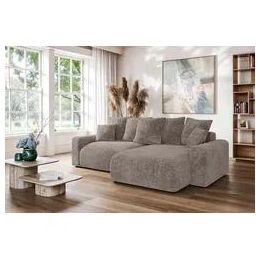 Ecksofa Home Affaire "LAKESIDE klein mit Bettfunktion und Bettkasten, B/T/H 235/142/84 cm", grau (taupe), B:235cm H:84cm T:142cm, 100% Polyester, Sofas, Ecksofa, L-Form, Recamiere beidseitig montierbar, mit Wellenunterfederung
