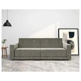 3-Sitzer DOREL HOME "Allie II Schlafsofa 225 cm", grau (taupe), B:225cm H:82cm T:91cm, 100% Polyester, Sofas, Bett-Funktion (108/190cm), R&uuml;ckenlehne 2-teilig, mit Steppung