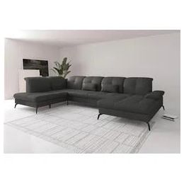 Sit & More Wohnlandschaft SIT & MORE "Amica, U-Form, inkl. Sitztiefenverstellung und Armteilverstellung", grau (anthrazit), B:357cm H:90cm T:231cm, Sofas, Wohnlandschaft, wahlweise mit Kopfteilverstellung, Bettfunktion und Bettkasten