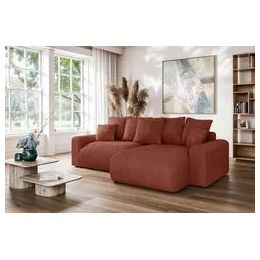 Ecksofa Home Affaire "LAKESIDE klein mit Bettfunktion und Bettkasten, B/T/H 235/142/84 cm", rot (ziegelrot), B:235cm H:84cm T:142cm, 100% Polyester, Sofas, Ecksofa, L-Form, Recamiere beidseitig montierbar, mit Wellenunterfederung