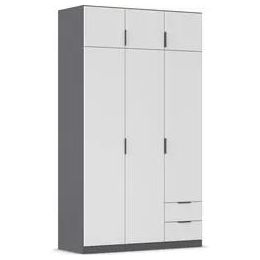 Kleiderschrank Rauch "Dreht&uuml;renschrank Schrank Garderobe Ankleide Schlafzimmer LAGOA", graumetallic, alpinwei&szlig;, B:136cm H:235cm T:54cm, Holzwerkstoff, Schr&auml;nke, Kleiderschrank, mit ger&auml;umigen Schubladen, optional mit Aufsatz MADE IN GERMANY