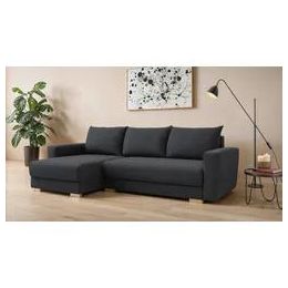 Ecksofa Home Affaire "MAGHERA universell Schlafsofa mit Bettkasten, Ma&szlig;e B/T/H: 255/142/84cm", anthrazit, B:255cm H:84cm T:142cm, 100% Polyester, Sofas, Ecksofa, L-Form mit Recamiere rechts oder links montierbar, hoher Sitzkomfort