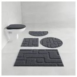 Badematte Grund "Riana, Badvorleger, Badezimmer Teppich, sehr weich", anthrazit, H:20mm, Polyester, Badematten, Badematte, Modernes Design mit Linien in Hoch-Tief-Struktur, Made in Europe