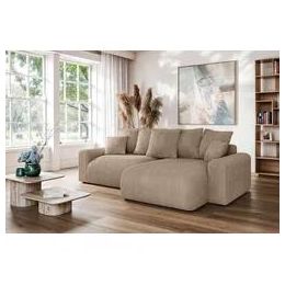 Ecksofa Home Affaire "LAKESIDE klein mit Bettfunktion und Bettkasten, B/T/H 235/142/84 cm", braun, B:235cm H:84cm T:142cm, 100% Polyester, Sofas, Ecksofa, L-Form, Recamiere beidseitig montierbar, mit Wellenunterfederung