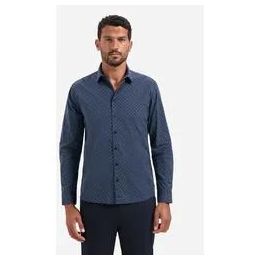 Langarmhemd NO EXCESS "NO EXCESS Stretchhemd mit Print Shirt Strech Allover Printed", Herren, Gr. L, Normalgr&ouml;&szlig;en, night, 97% Baumwolle, 3% Elasthan, regular fit, Hemden