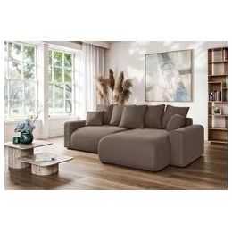 Ecksofa Home Affaire "LAKESIDE klein mit Bettfunktion und Bettkasten, B/T/H 235/142/84 cm", braun, B:235cm H:84cm T:142cm, 100% Polyester, Sofas, Ecksofa, L-Form, Recamiere beidseitig montierbar, mit Wellenunterfederung