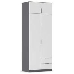 Kleiderschrank Rauch "Dreht&uuml;renschrank Schrank Garderobe Ankleide Schlafzimmer LAGOA", graumetallic, alpinwei&szlig;, B:91cm H:235cm T:54cm, Holzwerkstoff, Schr&auml;nke, Kleiderschrank, mit ger&auml;umigen Schubladen, optional mit Aufsatz MADE IN GERMANY