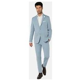 Anzug Thomas Goodwin "3024-90", Damen, Gr. 29, Untersetztgr&ouml;&szlig;en, blau (light blau), 68% Polyester, 28% Viskose, 4% Elasthan, unifarben, festlich, slim fit, Anz&uuml;ge, mit modischen Accessoires