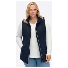 Steppweste sheego, Damen, Gr. 48, blau (tiefblau), 100% Polyester, Wattierung:100% Polyester, unifarben, Westen Steppweste
