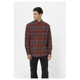 Funktionshemd Dickies "Dickies Workwear Hemden FLEX FLANNEL L/S SHIRT", Kinder, Gr. XXL, Normalgr&ouml;&szlig;en, rot (firot brick mulitplaid), Flanell, Obermaterial: 99% Baumwolle, 1% Elasthan, Hemden