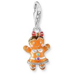 Charm-Einh&auml;nger Thomas Sabo "Lebkuchen-M&auml;dchen", silberfarben, orange, pink, blau, rot, violett, braun, orange, Charms, Damen, Silber 925 (recycelt), mit Zirkonia (synth.)