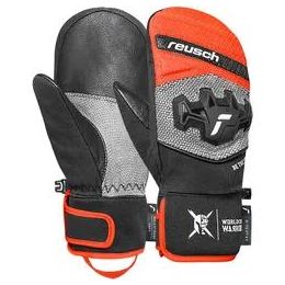 F&auml;ustlinge Reusch "Worldcup Warrior R-TEX XT Junior Mitten", M&auml;dchen, Gr. 6, schwarz, silberfarben, 88% Polyester, 10% Ziegenleder, 2% Polyurethan, mehrfarbig, Handschuhe F&auml;ustlinge, mit verst&auml;rktem Kn&ouml;chelbereich
