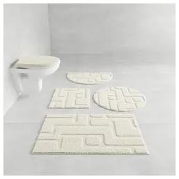Badematte Grund "Riana, Badvorleger, Badezimmer Teppich, sehr weich", beige (creme), H:20mm, Polyester, Badematten, Badematte, Modernes Design mit Linien in Hoch-Tief-Struktur, Made in Europe