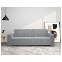 3-Sitzer DOREL HOME "Allie II Schlafsofa 225 cm", grau (hellgrau), B:225cm H:82cm T:91cm, 100% Polyester, Sofas, Bett-Funktion (108/190cm), R&uuml;ckenlehne 2-teilig, mit Steppung