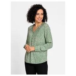 Druckbluse Inspirationen, Damen, Gr. 50, gr&uuml;n (eucalyptus, ecru, bedruckt), 100% Viskose, bedruckt, gemustert, mehrfarbig, V-Ausschnitt, Blusen Druckbluse